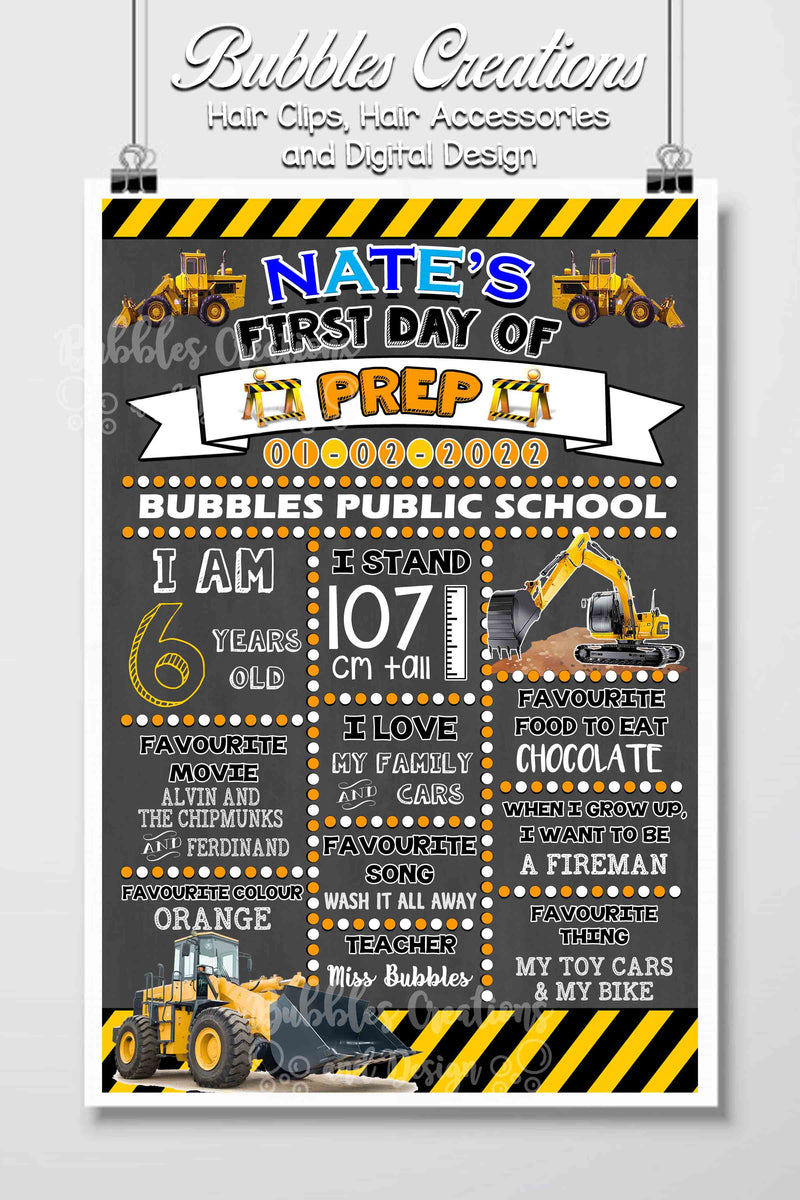 Construction First Day Of School Design – Bubbles Creations and Design