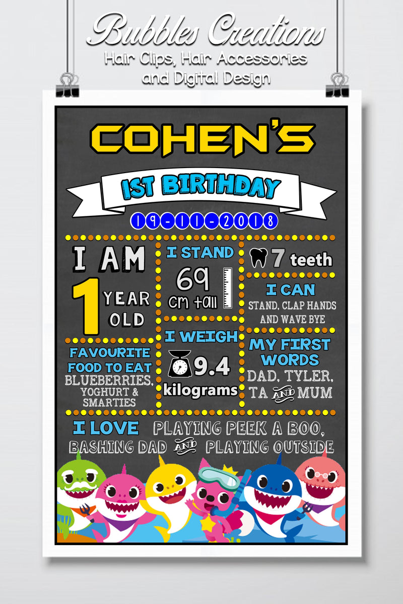 Baby Shark Birthday Board Design – Bubbles Creations and Design