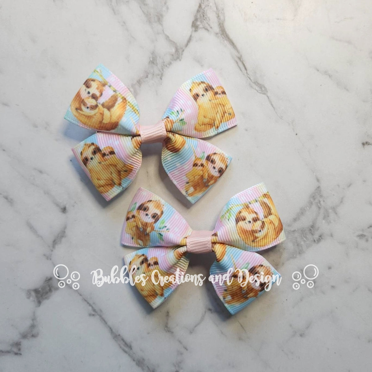 Sloths RIBBON HAIR CLIPS. – Bubbles Creations and Design