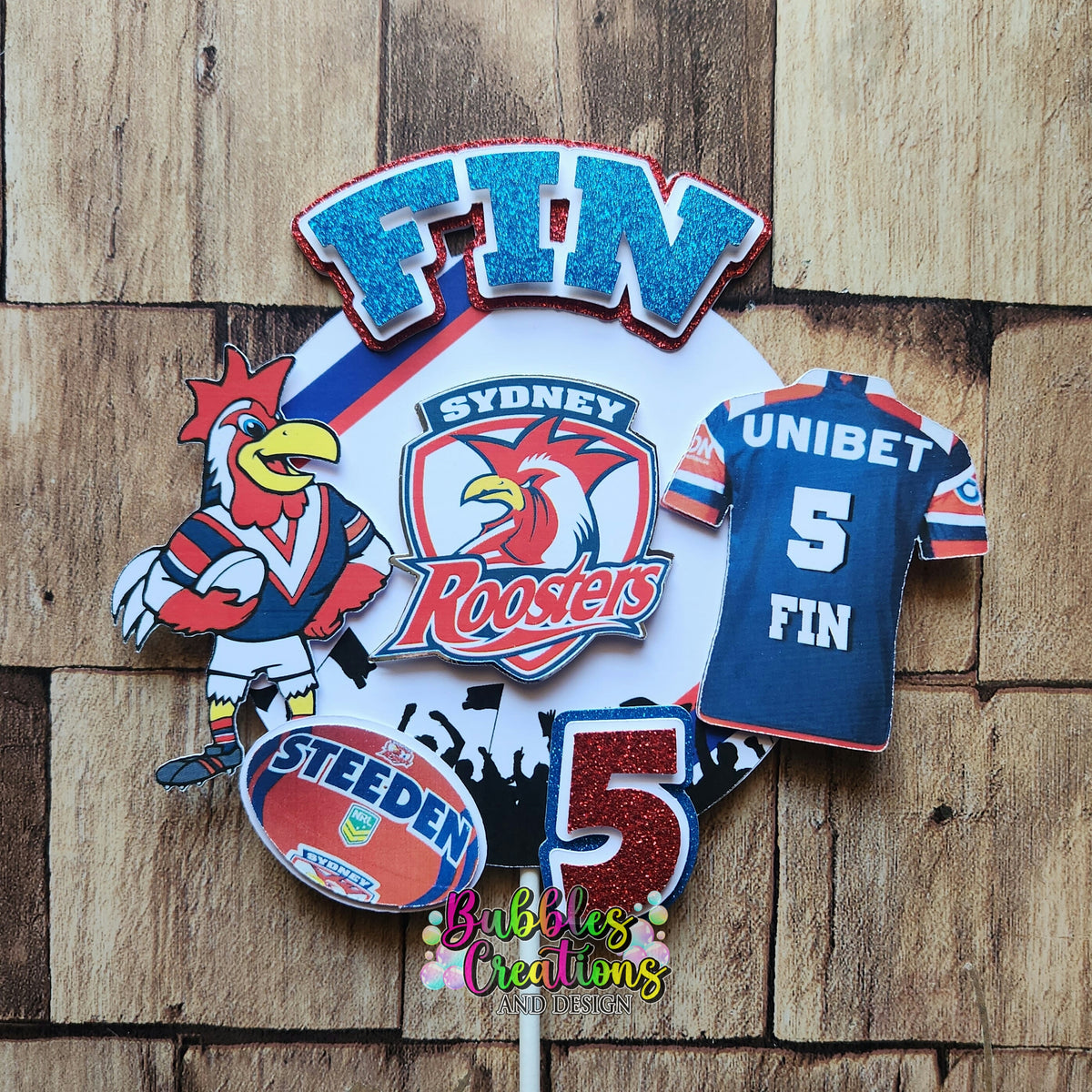 NRL Roosters - 3D Layered Cake Topper – Bubbles Creations and Design