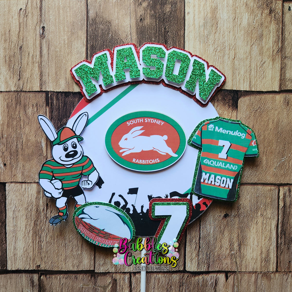 NRL Rabbitohs - 3D Layered Cake Topper – Bubbles Creations and Design