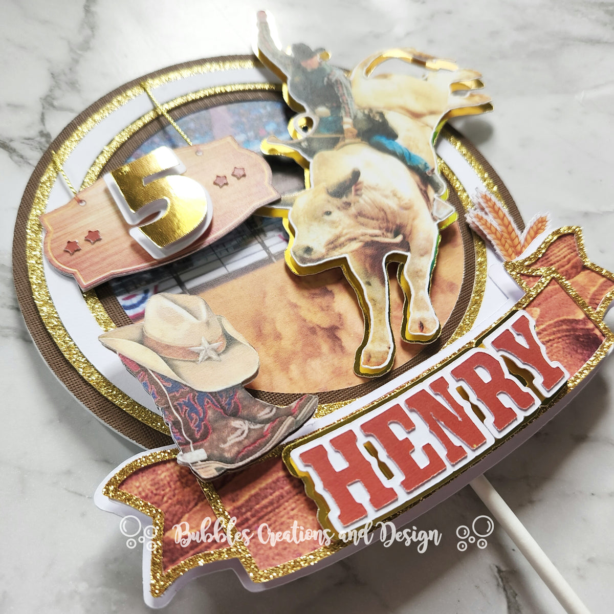Bucking Bull Rodeo - 3D Layered Cake Topper – Bubbles Creations and Design