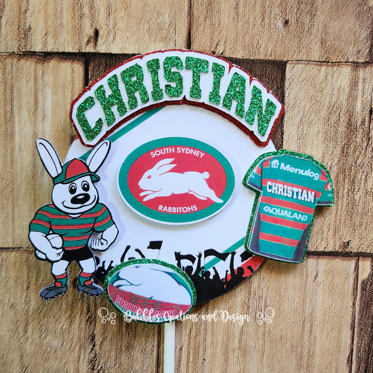 NRL Rabbitohs - 3D Layered Cake Topper – Bubbles Creations and Design