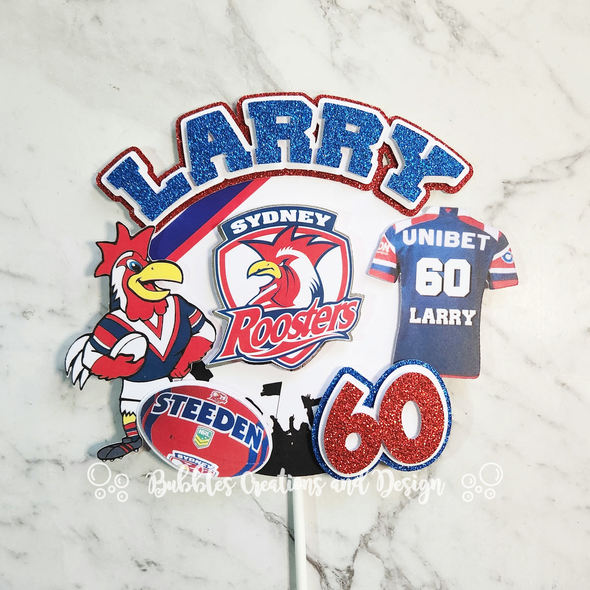 NRL Roosters - 3D Layered Cake Topper – Bubbles Creations and Design