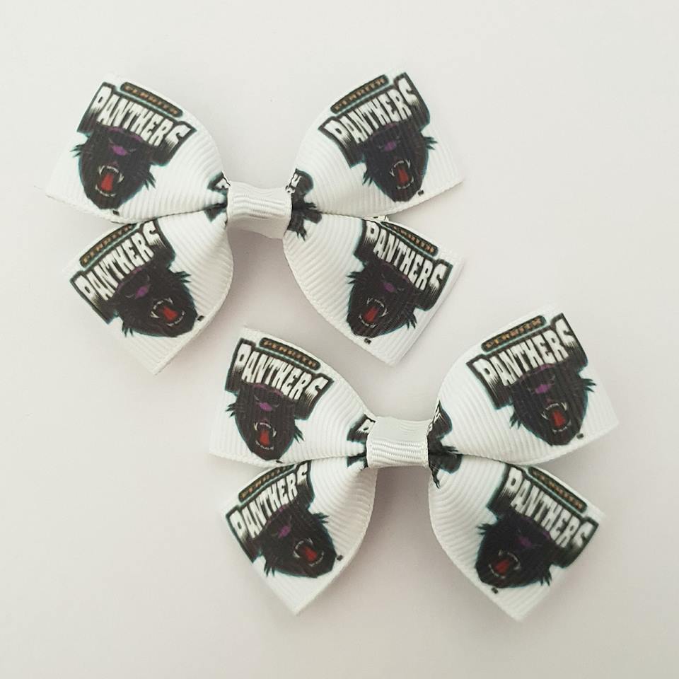 NRL Panthers RIBBON HAIR CLIPS – Bubbles Creations and Design
