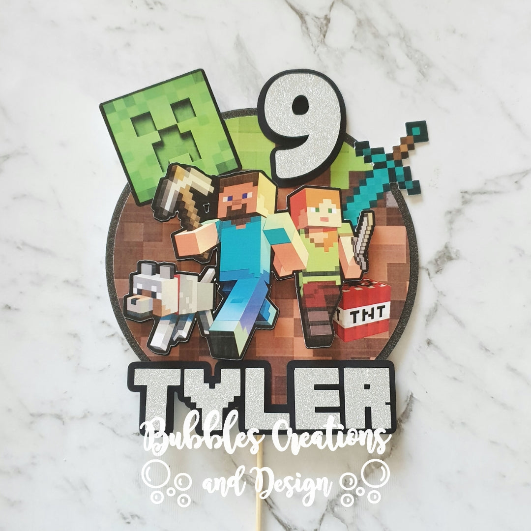 Minecraft Birthday Cake Toppers